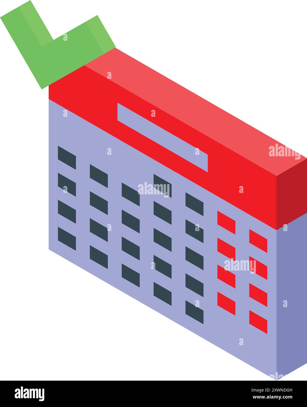 Isometric calendar with days marked off and a check mark, representing ...