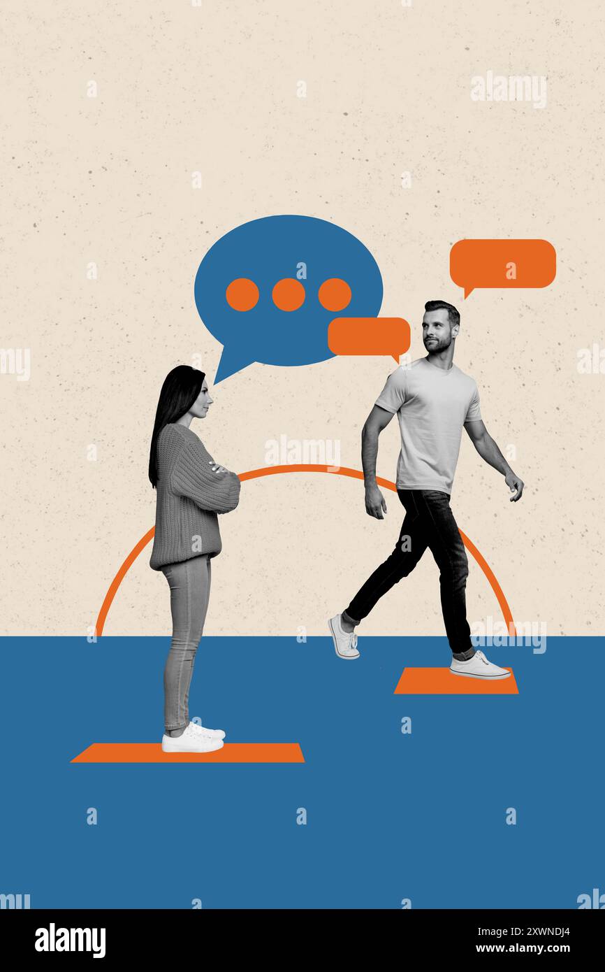 Creative drawing collage picture of speech bubble communication ...