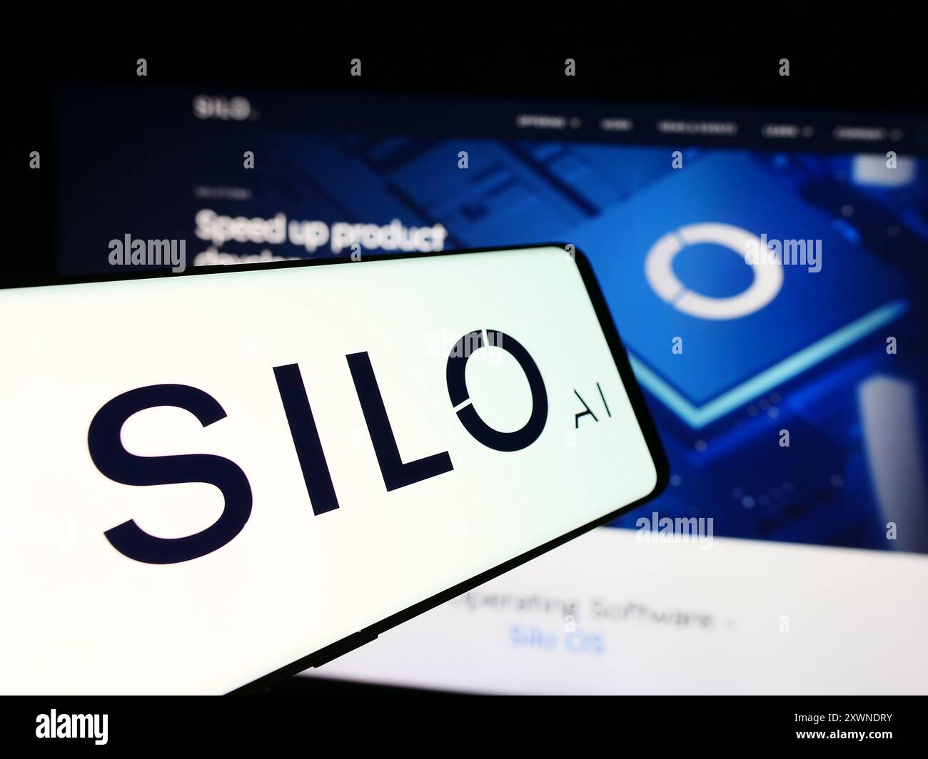 Smartphone with logo of Finnish artificial intelligence company Silo AI ...