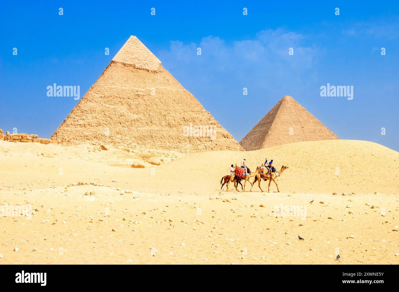 Pyramid of Chephren and Cheops - Giza necropolis, Lower Egypt Stock ...