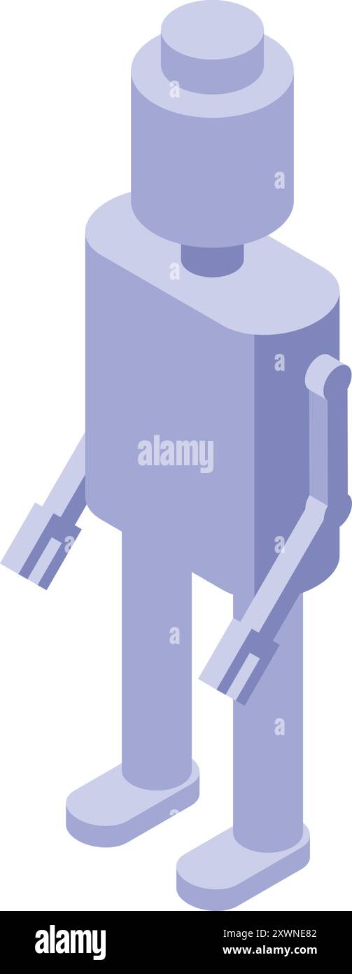 3d illustration of a humanoid robot standing with isometric body parts ...