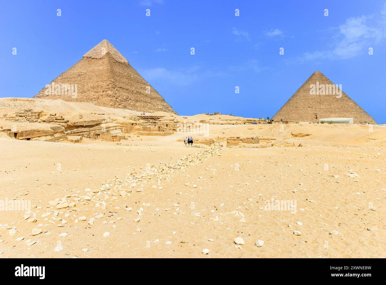 Pyramid of Chephren and Cheops - Giza necropolis, Lower Egypt Stock ...