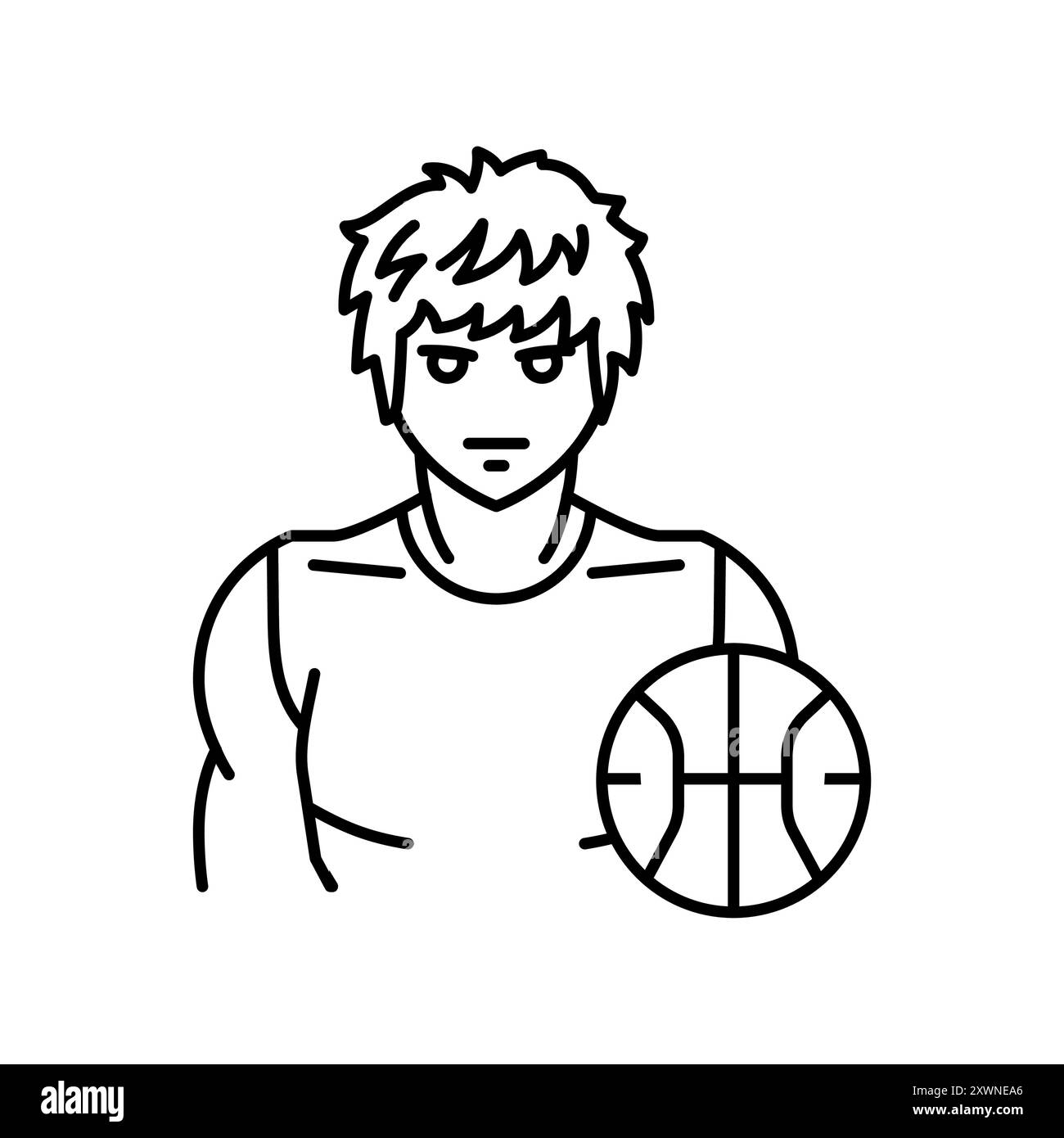 Sports genre of manga color line icon. Character in anime style. Vector ...
