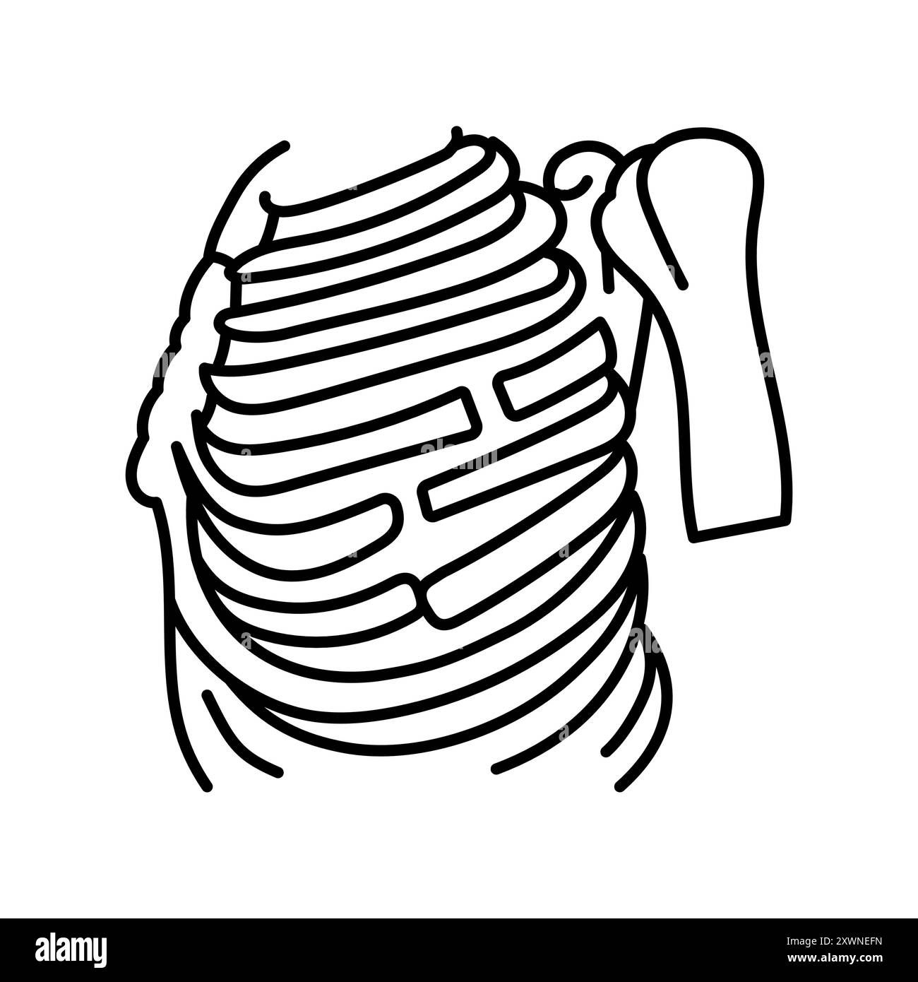 Broken ribs bone line black icon. Sign for web page, mobile app, button ...