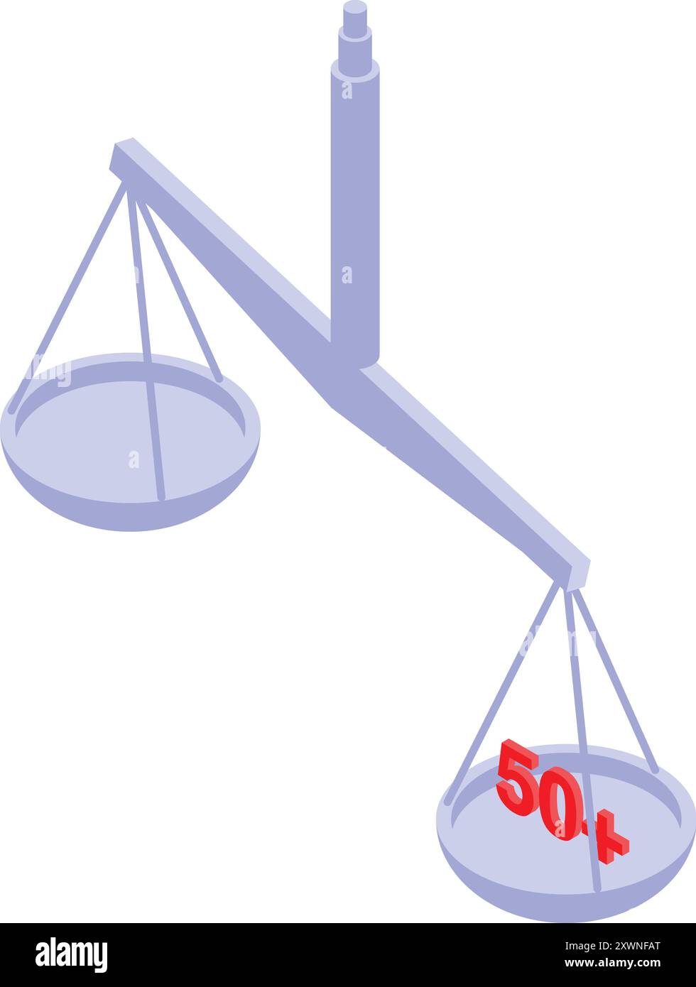 Balance scale is comparing 50 plus age group with empty scale pan Stock ...
