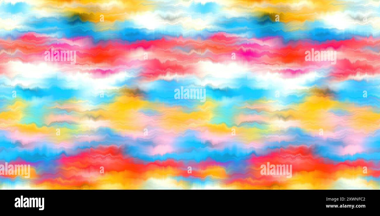 Modern rainbow blur summer seamless border pattern for a funky hippy ...