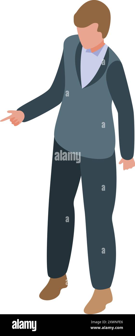 Businessman standing and pointing his finger to give directions Stock ...