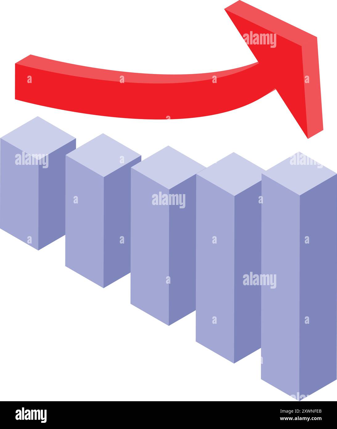 Red arrow growing over a bar chart hi-res stock photography and images ...