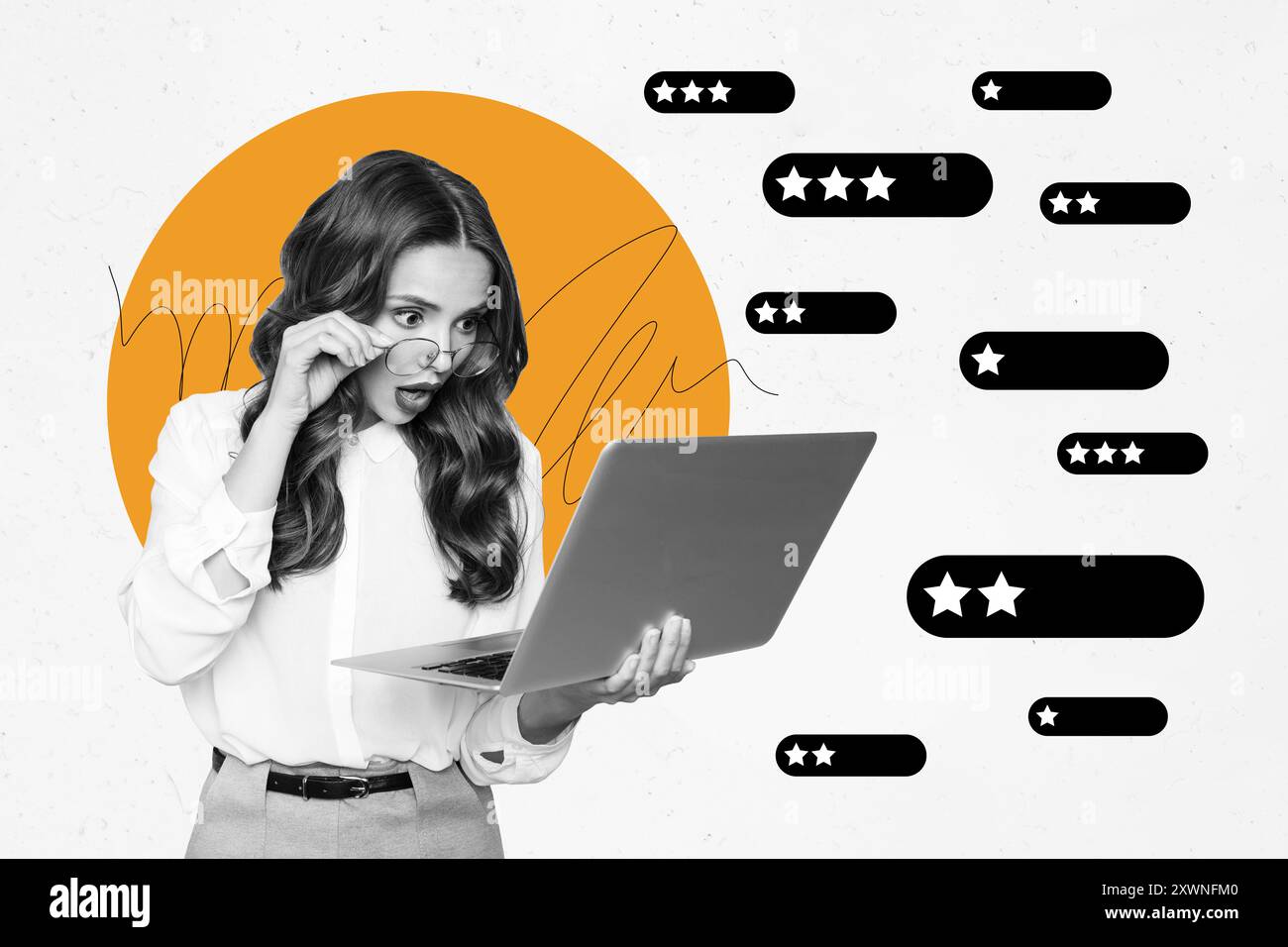Composite trend 3D sketch image photo collage of office manager young ...
