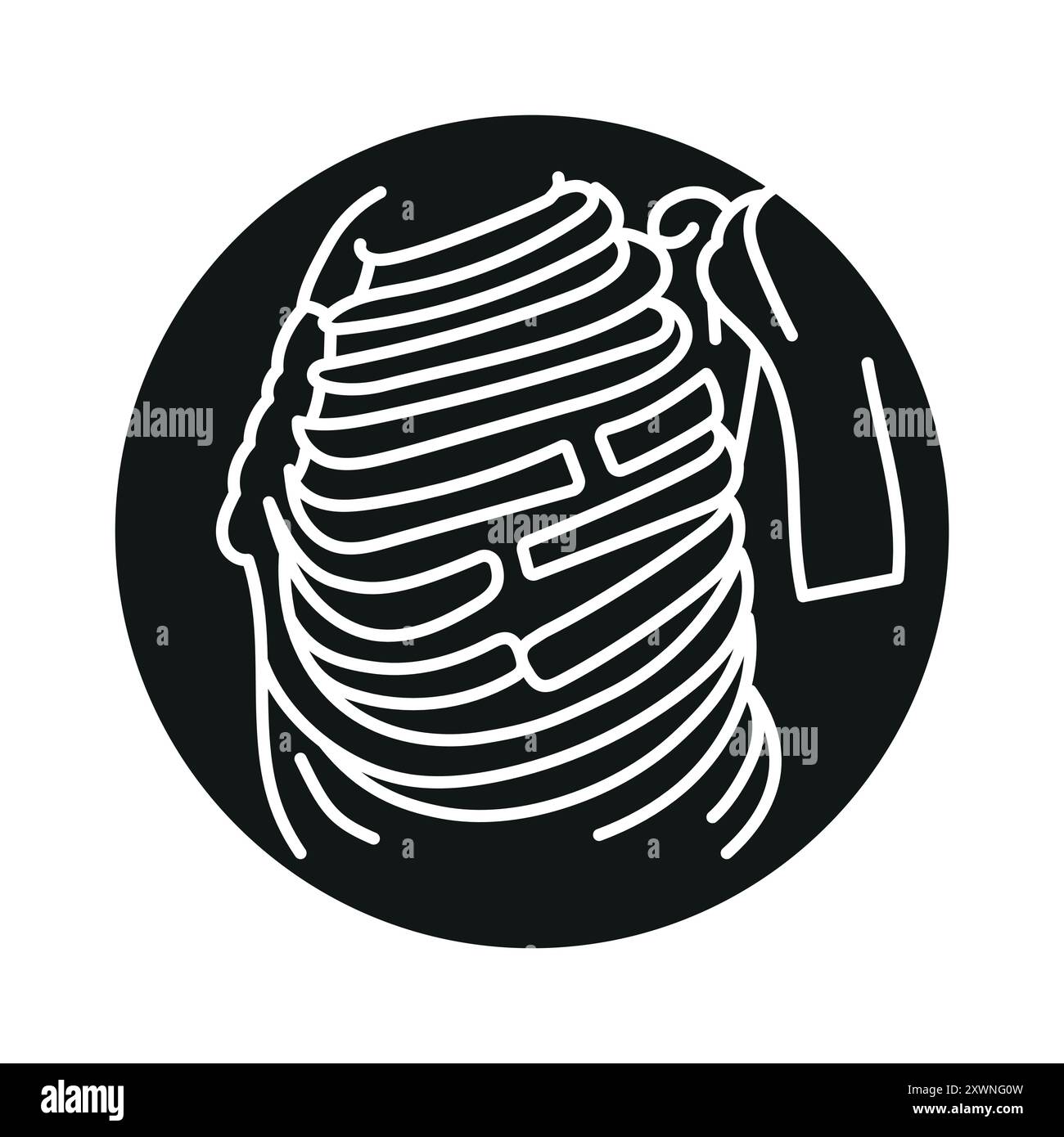 Broken ribs bone line black icon. Sign for web page, mobile app, button ...