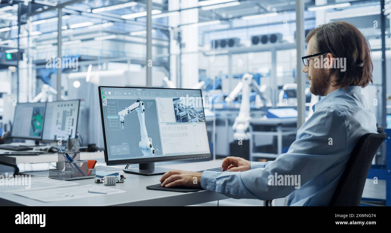 Engineer on background working conveyor hi-res stock photography and ...