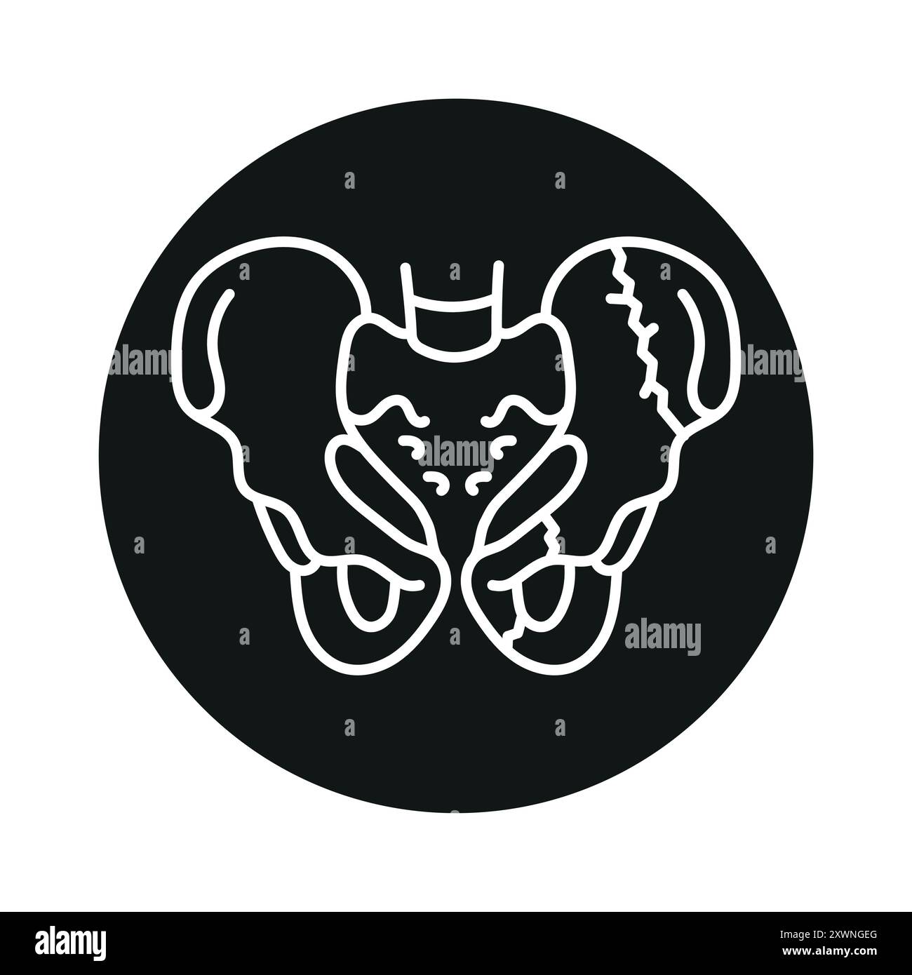 Pelvic fracture line black icon. Sign for web page, mobile app, button ...