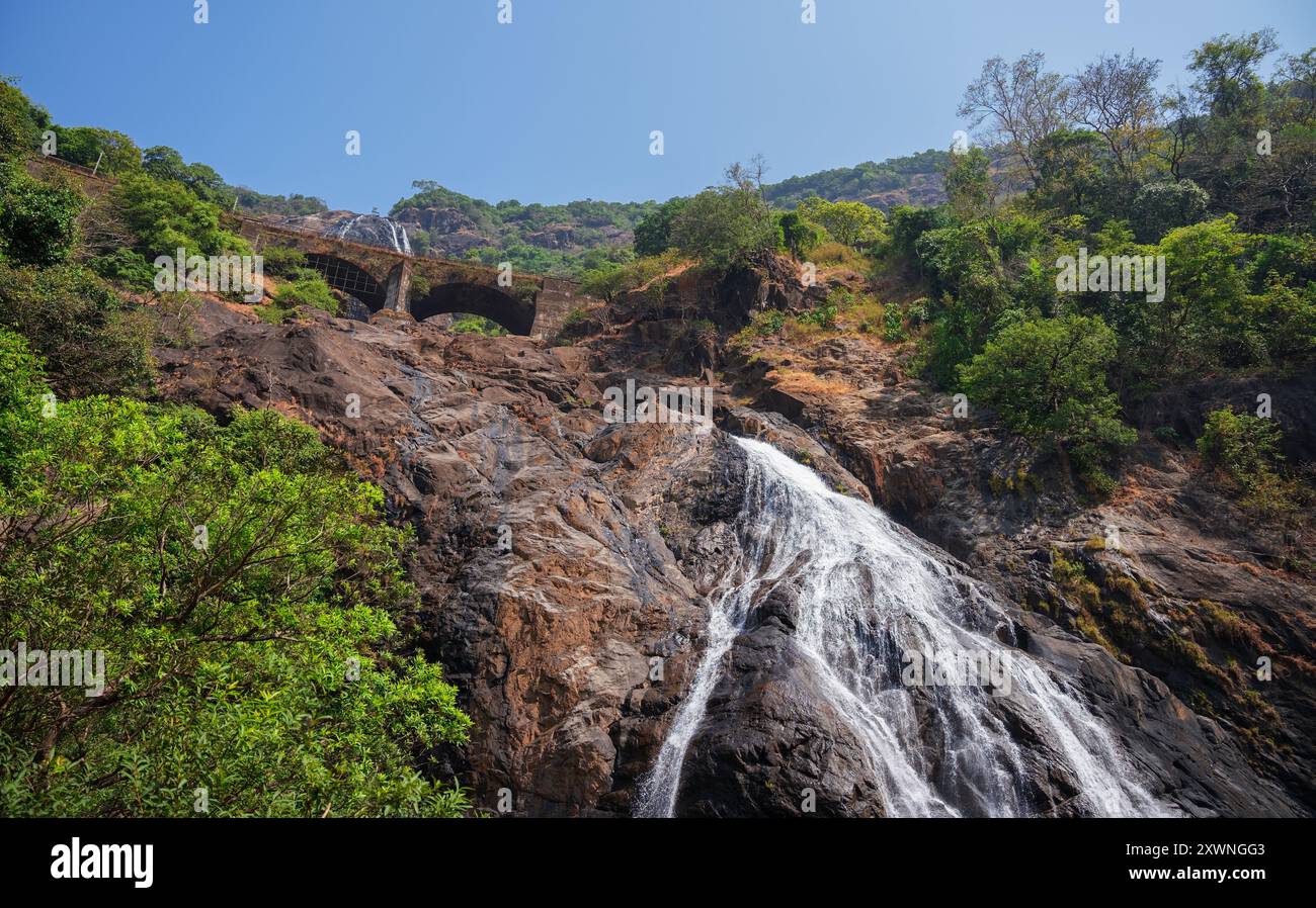 GOA, India - February 28, 2024: The lower part of Dudhsagar Falls Stock ...