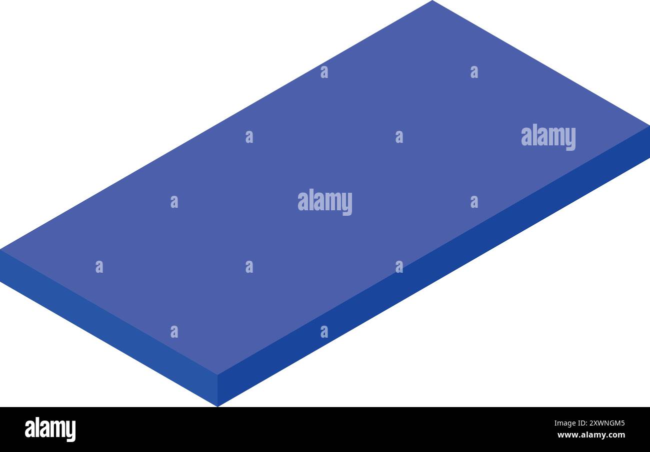 Simple blue rectangle is floating in an isometric perspective, creating ...