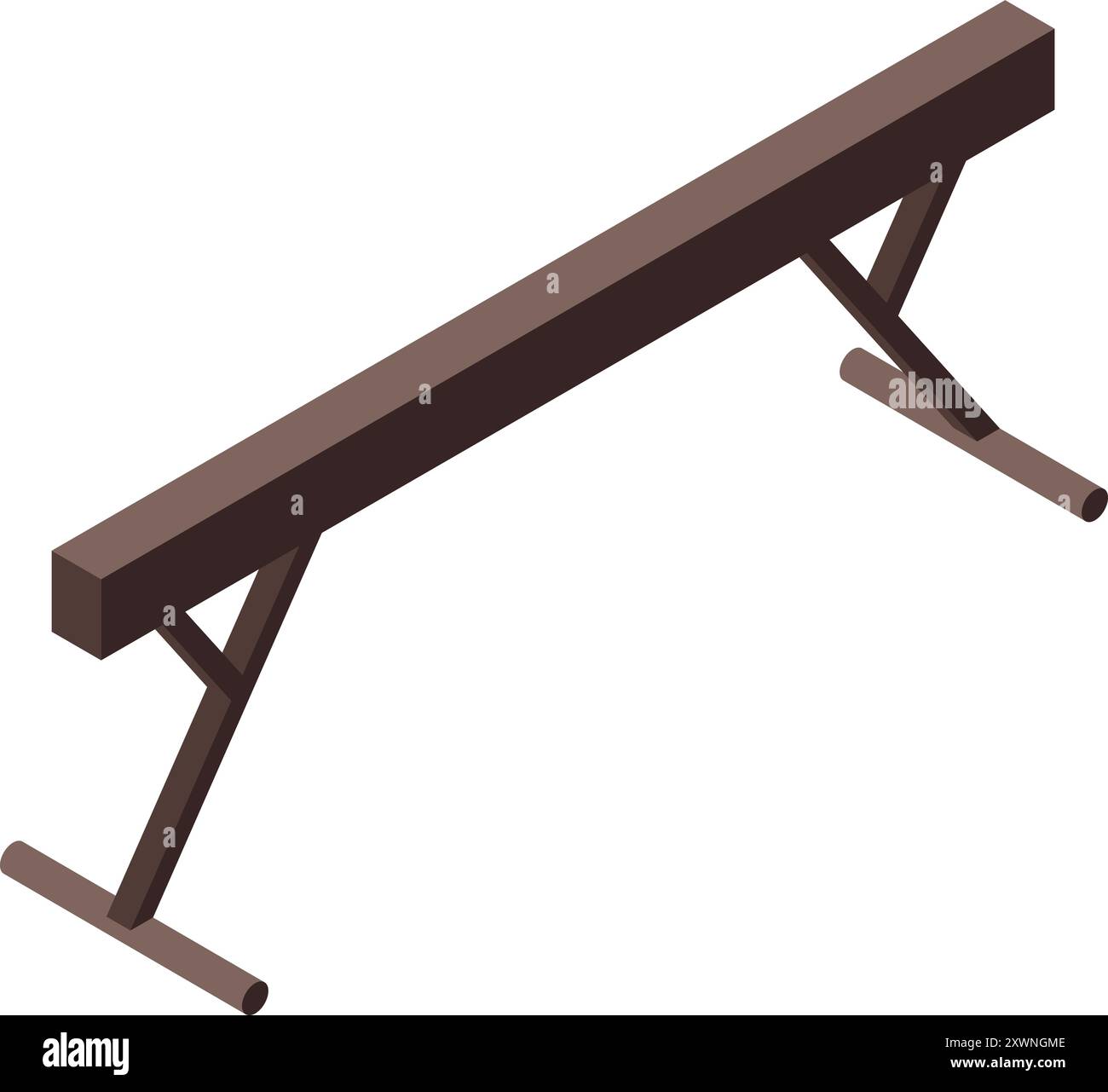 This isometric icon features a wooden balance beam, a classic piece of ...