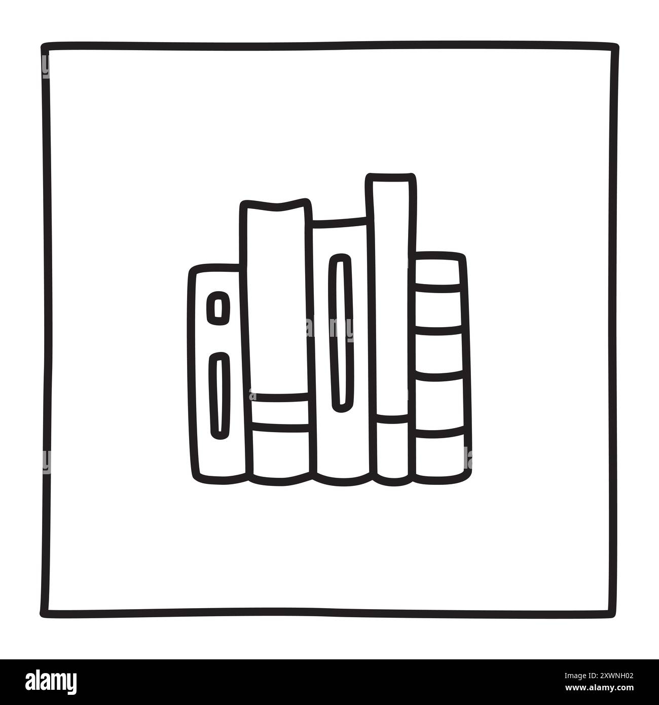 Doodle book shelf icon freehand drawn with thin line in minimalistic ...