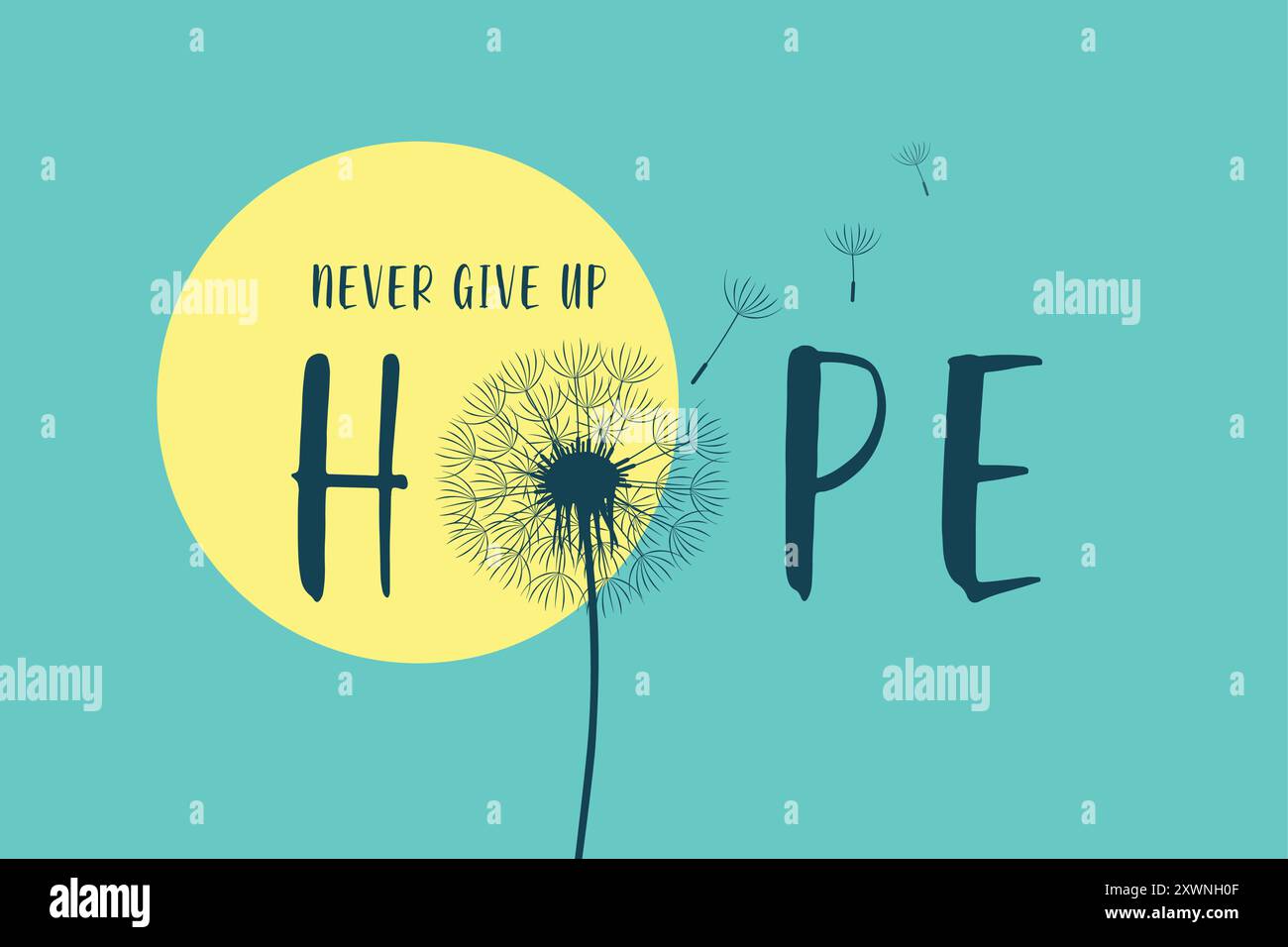 hope typography with dandelion vector illustration Stock Vector Image ...