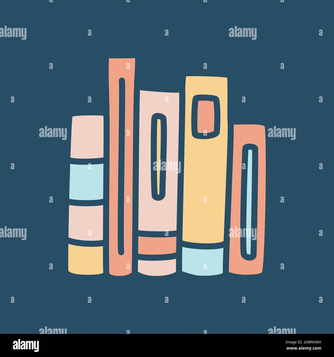 Doodle books shelf icon hand drawn in minimalistic style. Knowledge ...