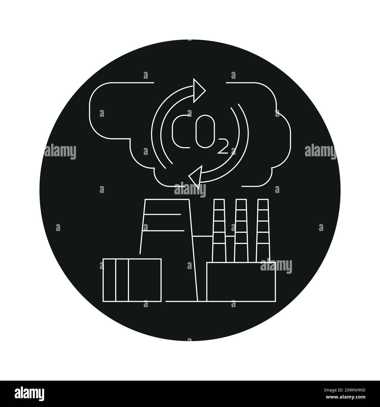 Co2 Capture Color Line Icon Alternative Energy Source Vector Isolated Element Editable Stroke