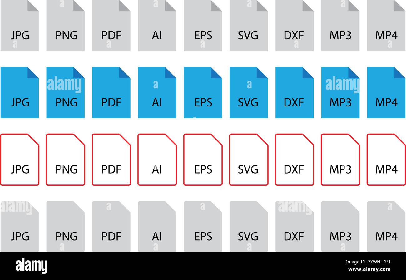 File Type Icons File Formats In Flat Design File And Documents
