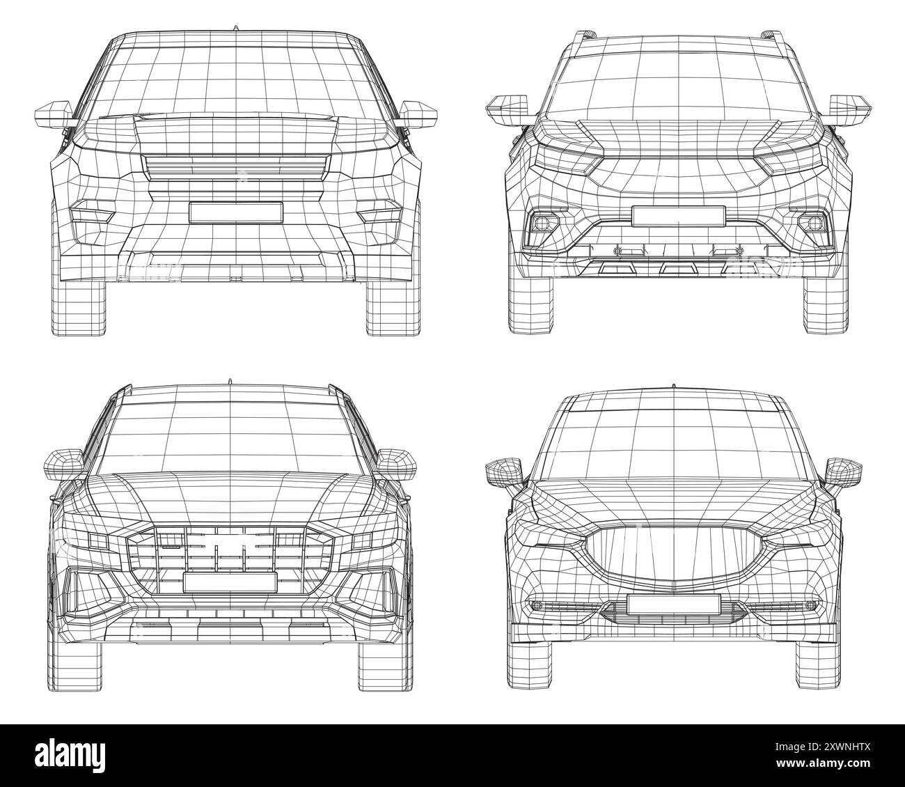 Set of wireframe different models of cars. Vector flat style ... Set of wireframe different models of cars. Vector flat style ...