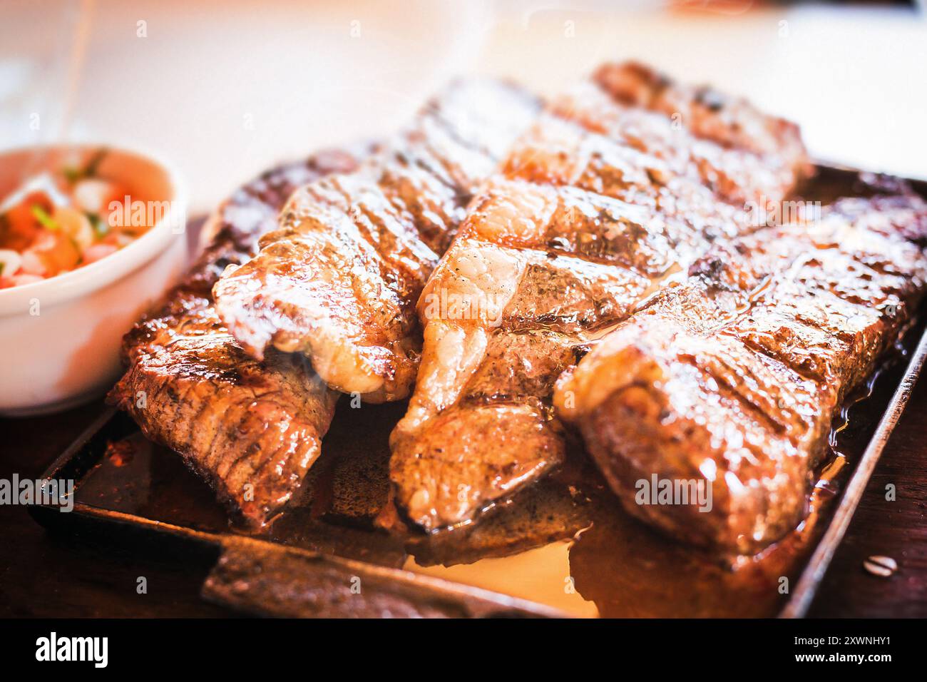 Grilled Picanha, traditional Brazilian beef cut. Meat served on the ...