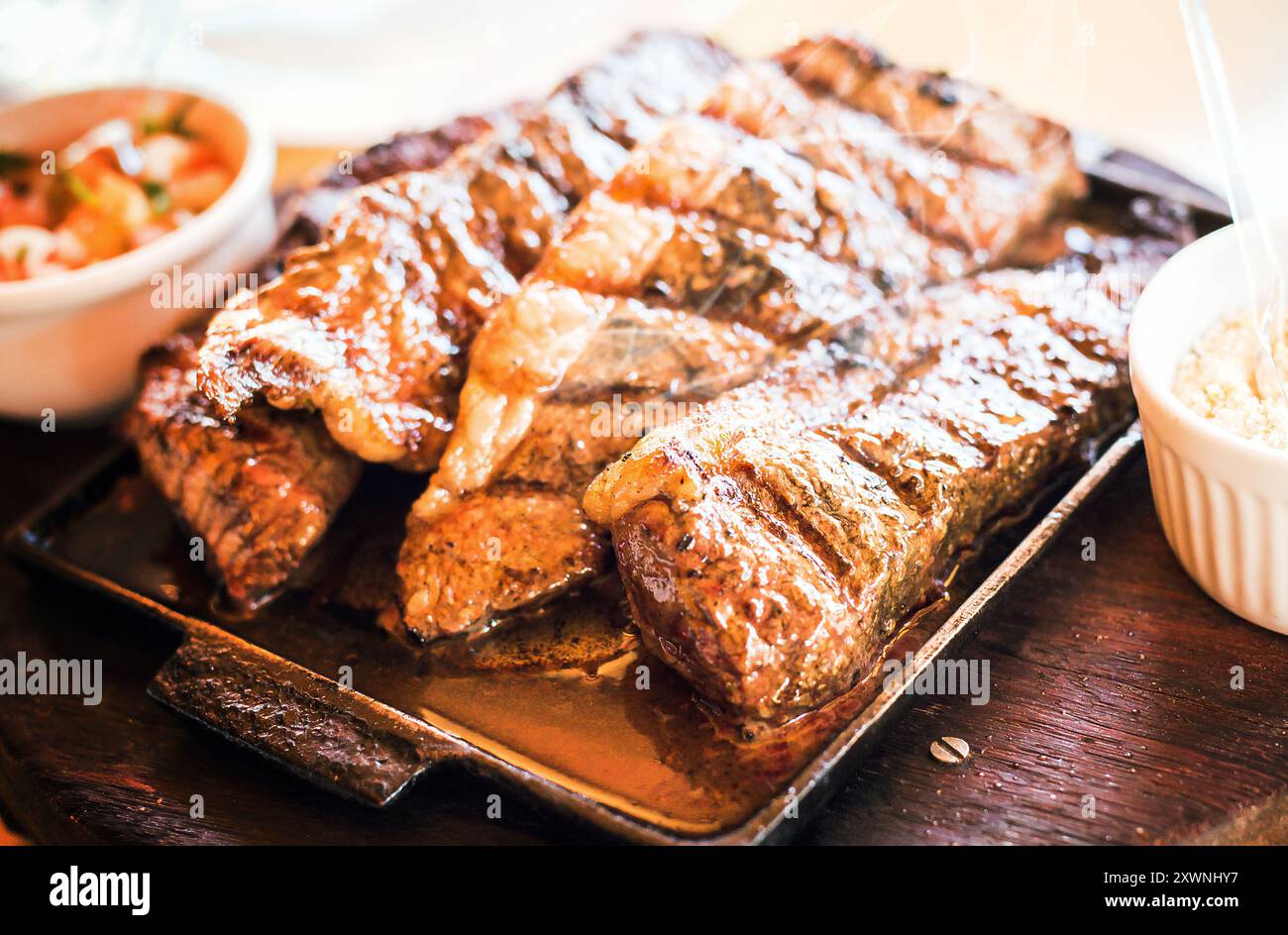 Grilled Picanha, traditional Brazilian beef cut. Meat served on the ...