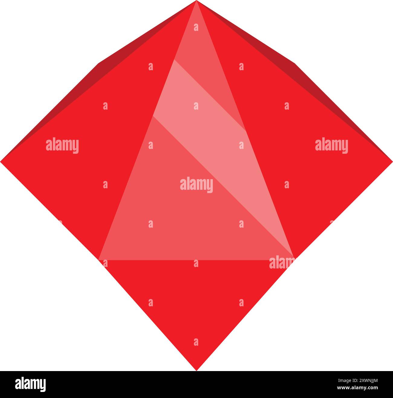 Red pyramid with light coming from inside, isolated on white background ...