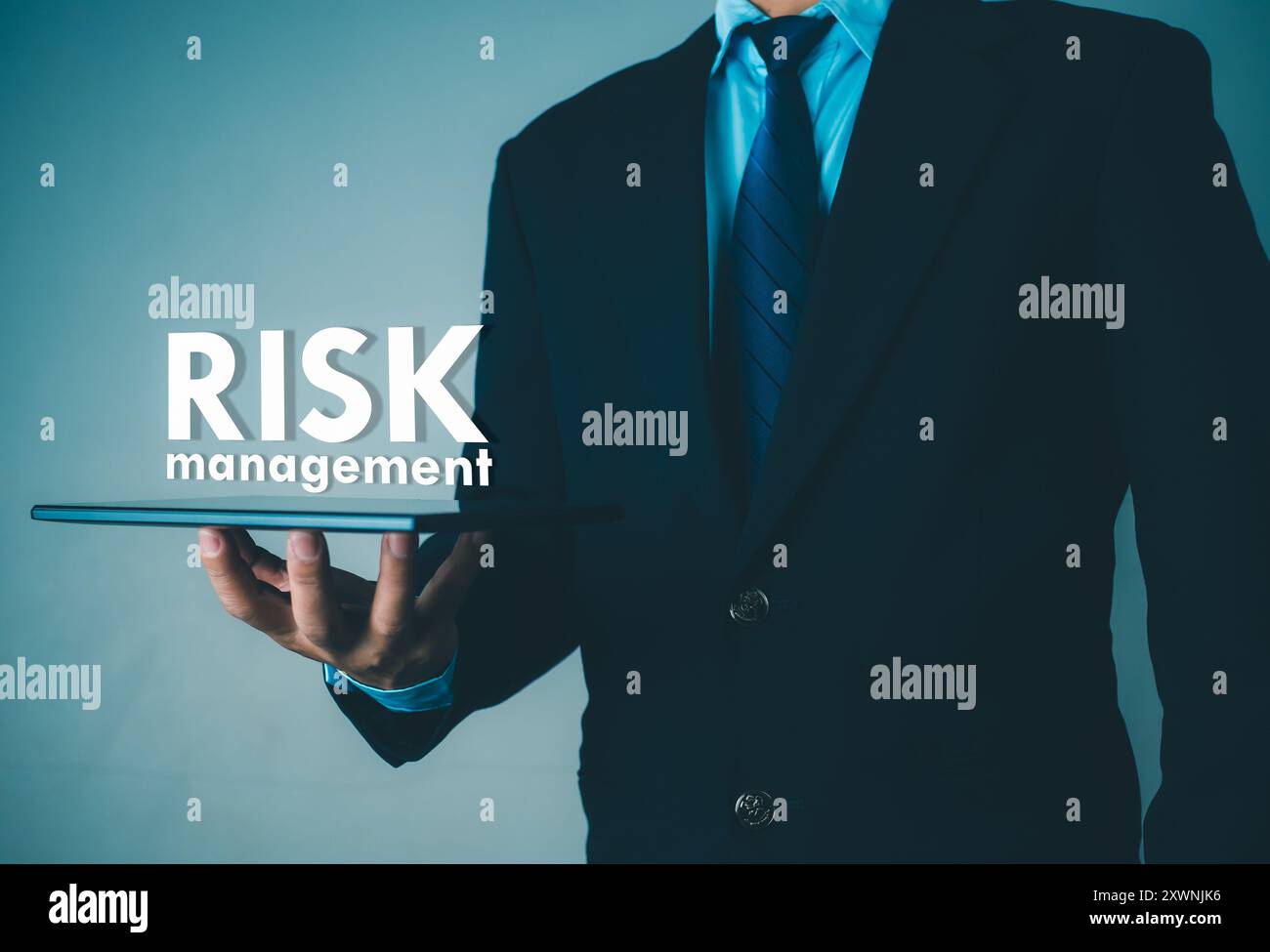 Person use tablet with virtual icon of Risk analysis in business ...