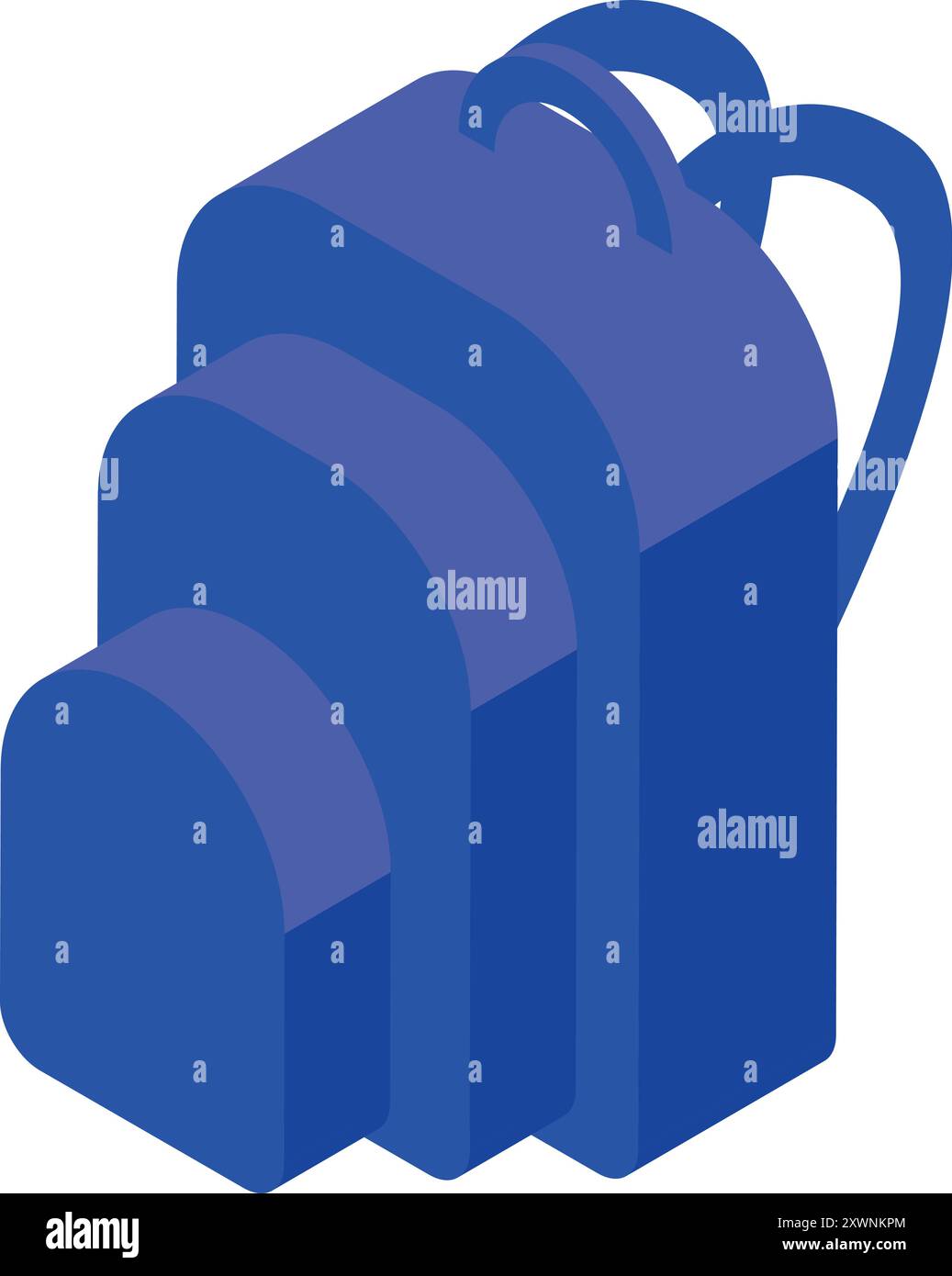 Blue school backpack standing up rendered in isometric projection on ...