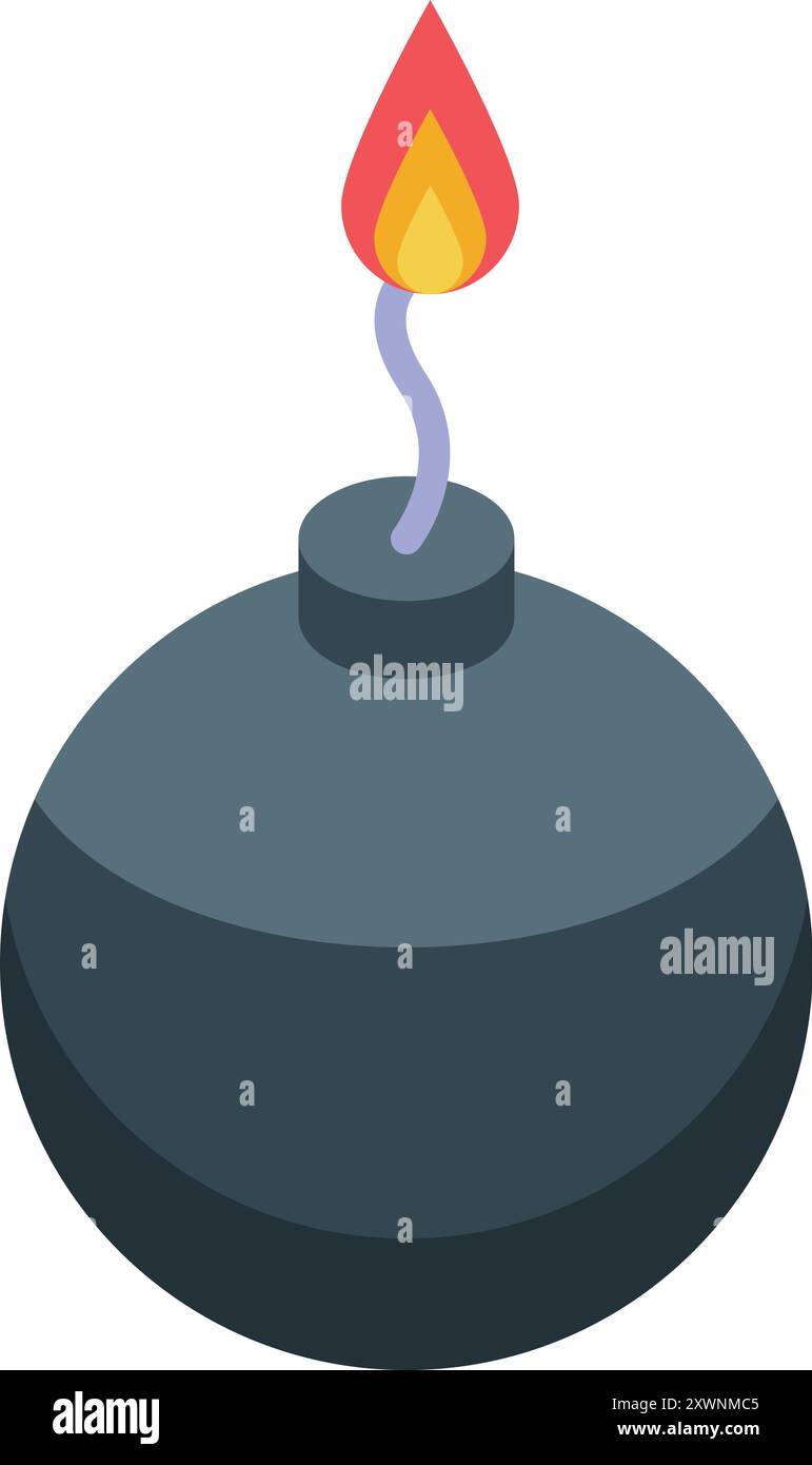 Round bomb is burning with a short fuse and is about to explode Stock ...