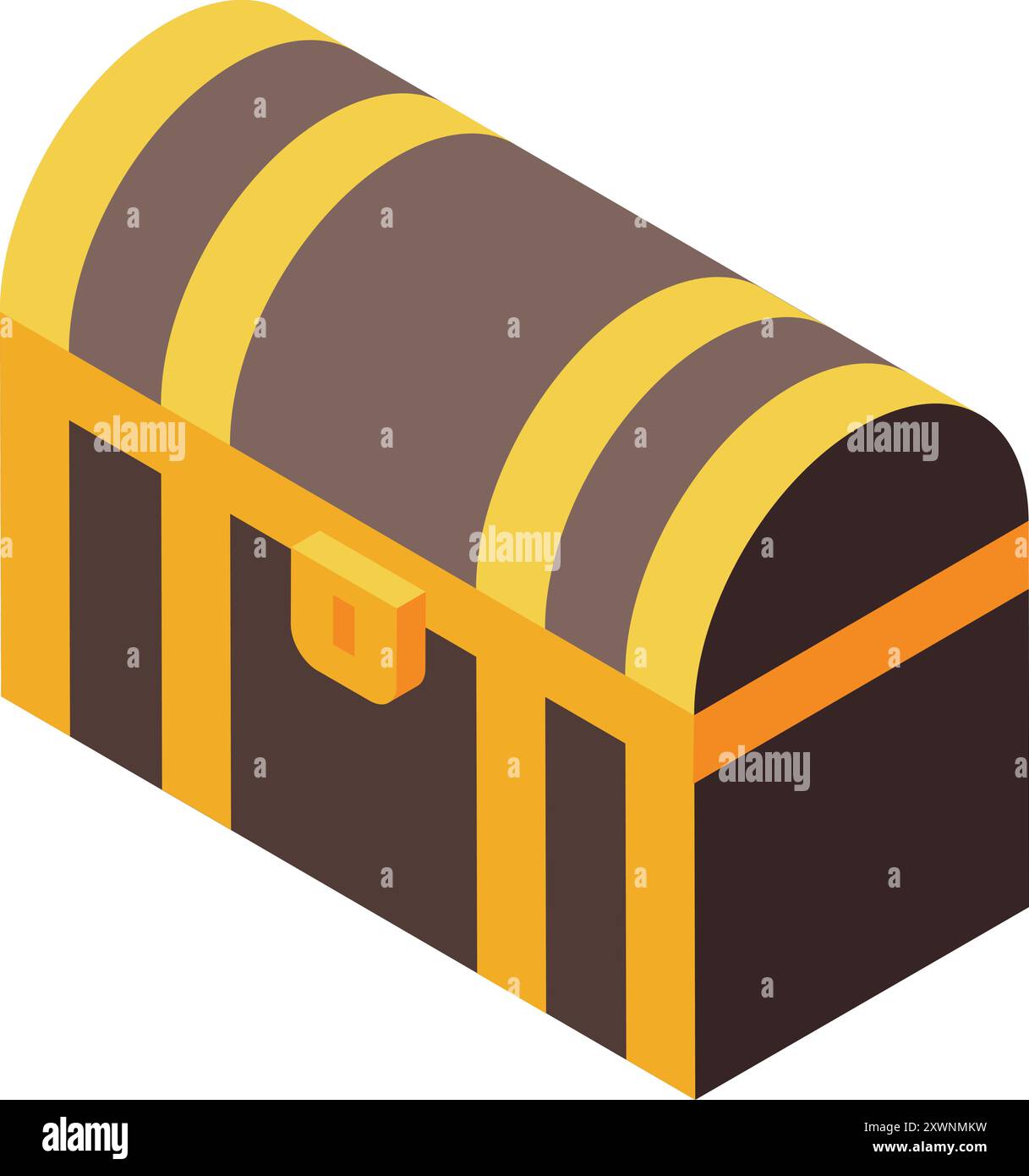 Closed wooden treasure chest with golden details holding valuable ...