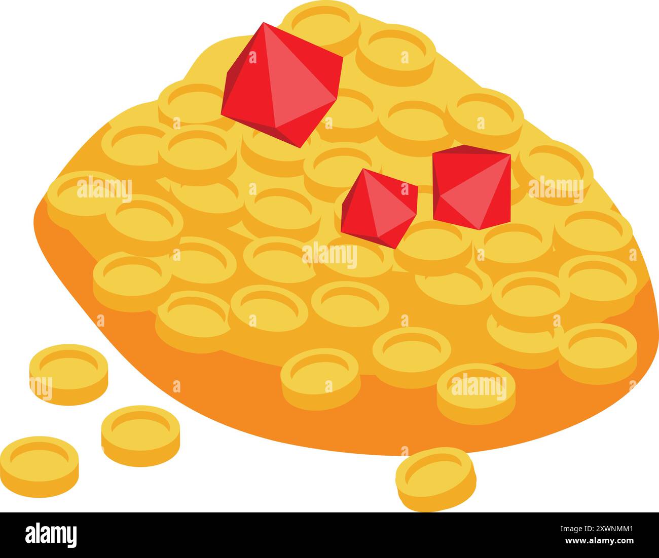 Pile of gold coins and rubies showing wealth and riches concept Stock ...