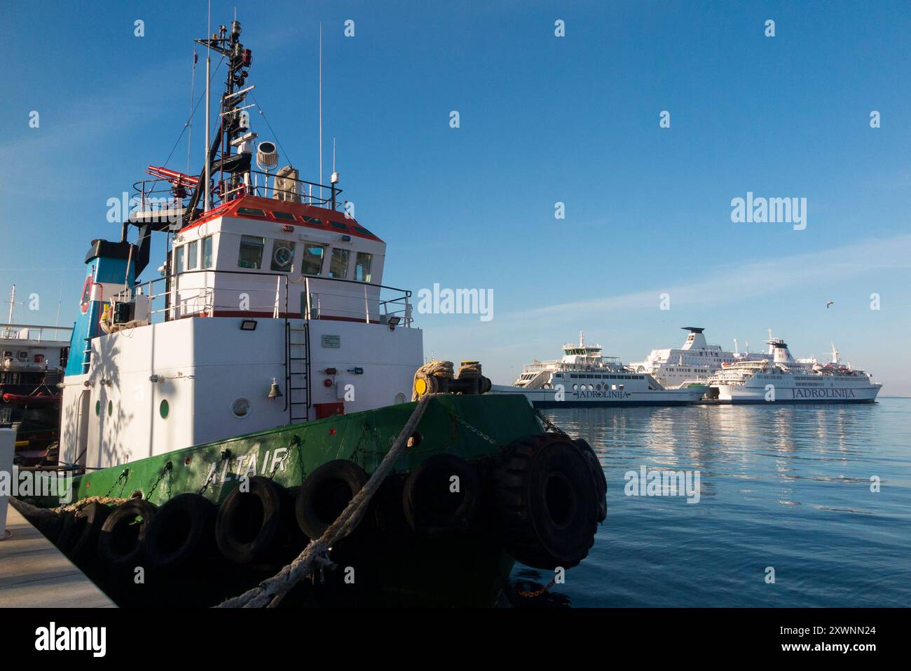 Local tug boat, the Altair, IMO 8030831, moored in Split Port, Croatia ...