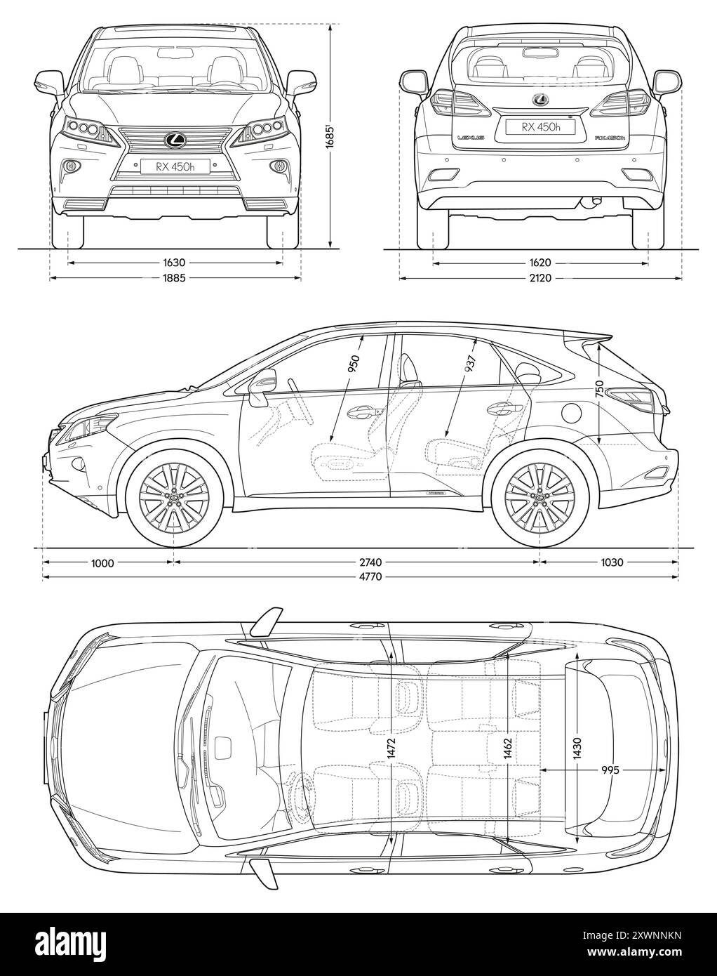 Lexus RX 2014 Car Blueprint Stock Vector Image & Art - Alamy