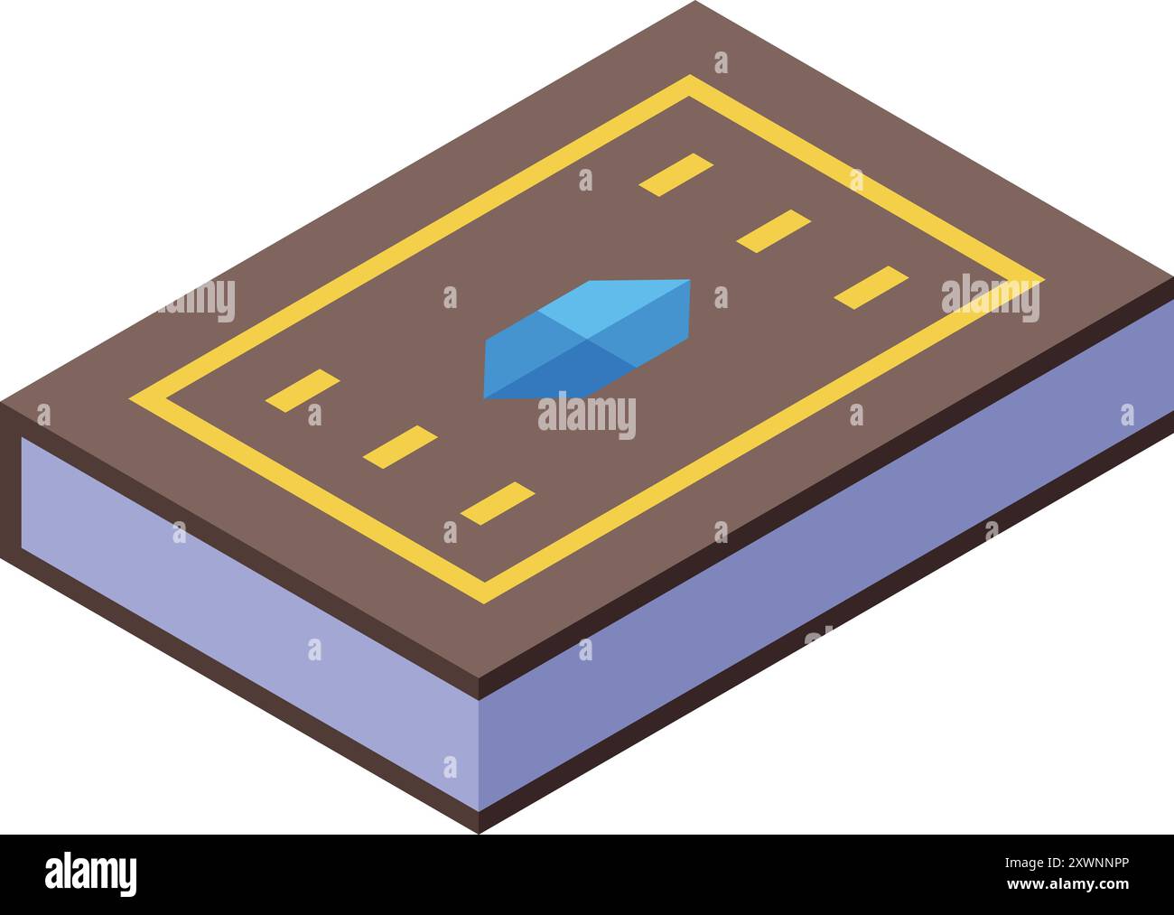 Isometric magic book with blue gem for role playing game interface ...