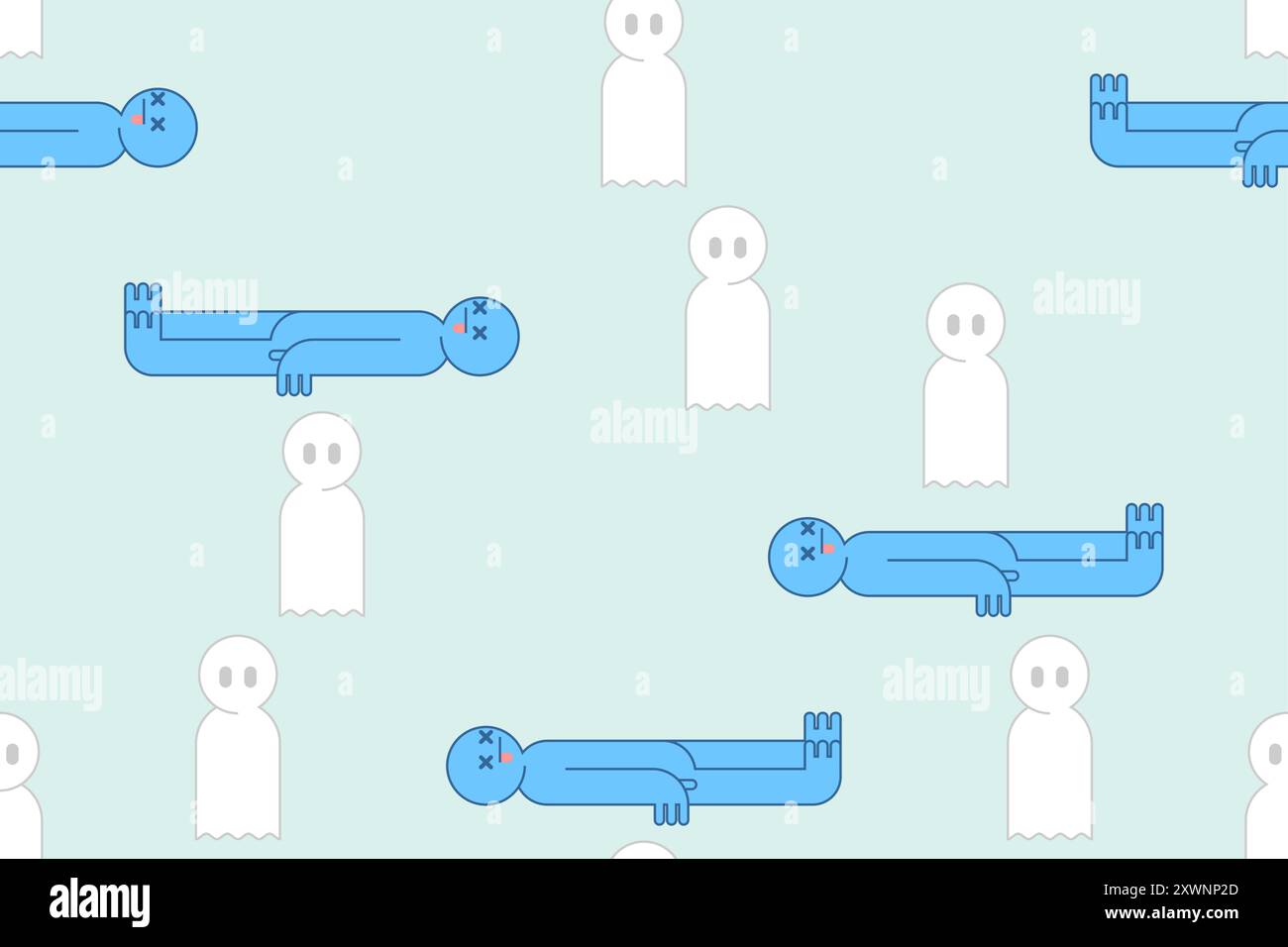 Soul flies out of body pattern seamless. Ghost and dead man background ...