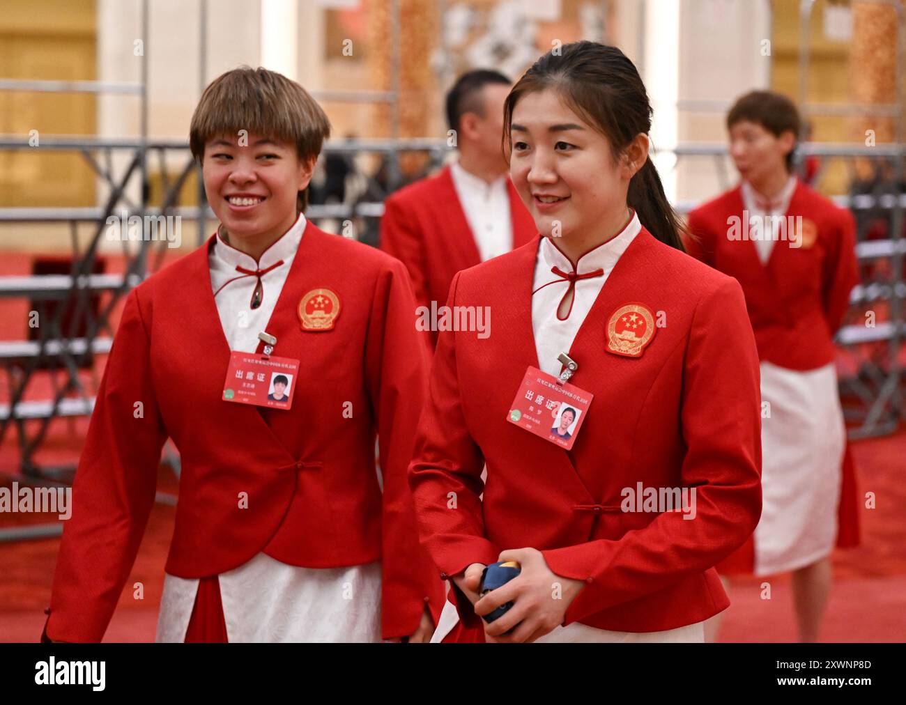 Beijing, China. 20th Aug, 2024. Table tennis players Chen Meng (R) and ...