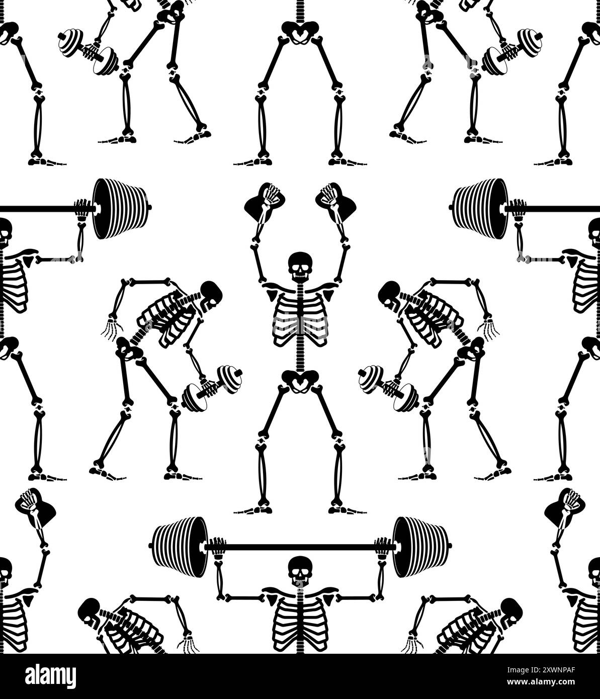 Skeleton and dumbbell pattern seamless. Skeletons and barbell and ...