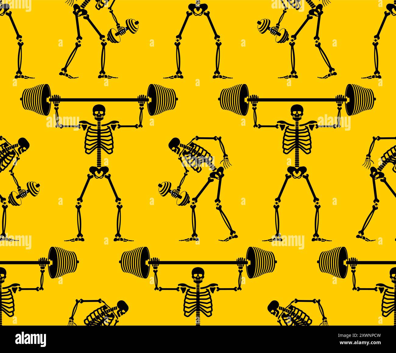Skeleton and dumbbell pattern seamless. Skeletons and barbell and ...