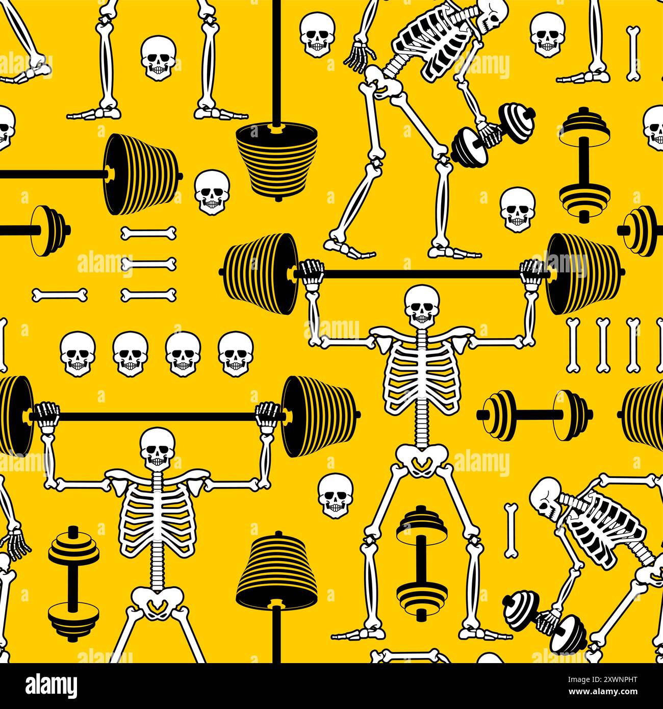 Skeleton and dumbbell pattern seamless. Skeletons and barbell and ...