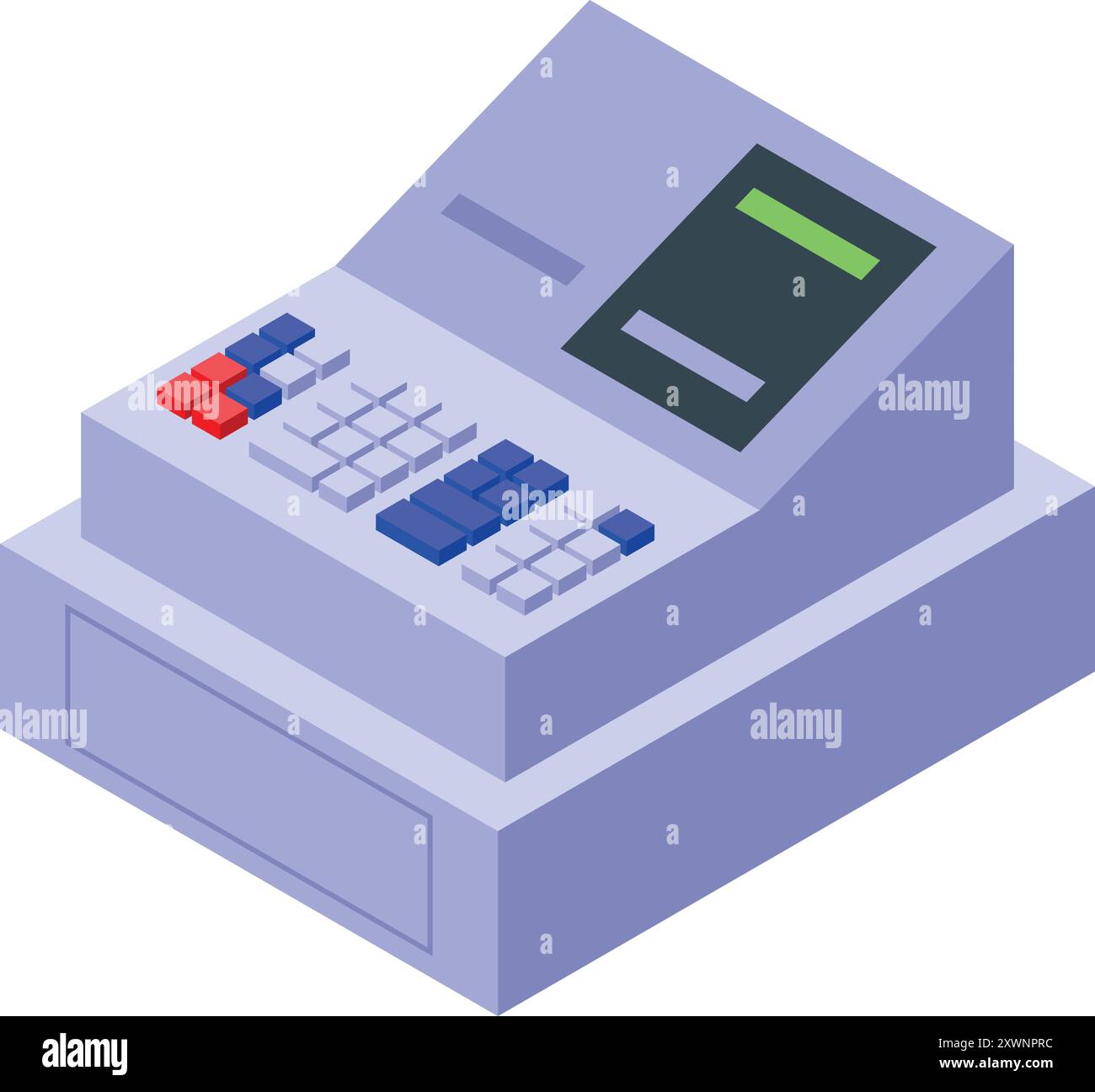 Old stationary cash register showing total amount isometric view Stock ...