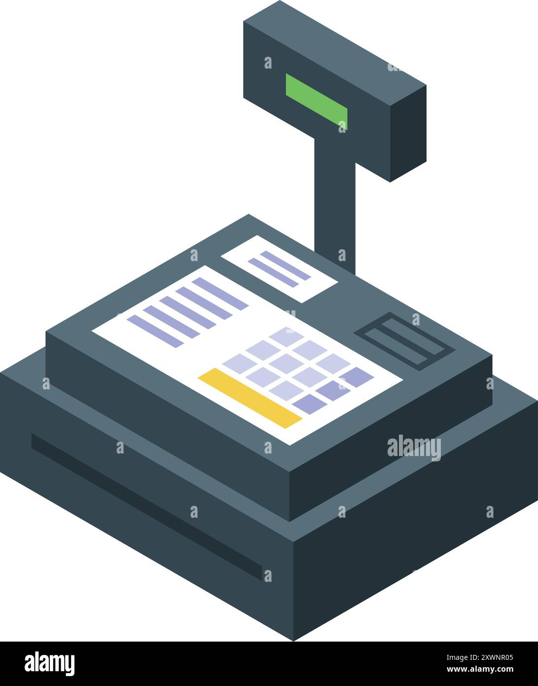 Modern cash register showing sale amount in the shop, counter with pos ...