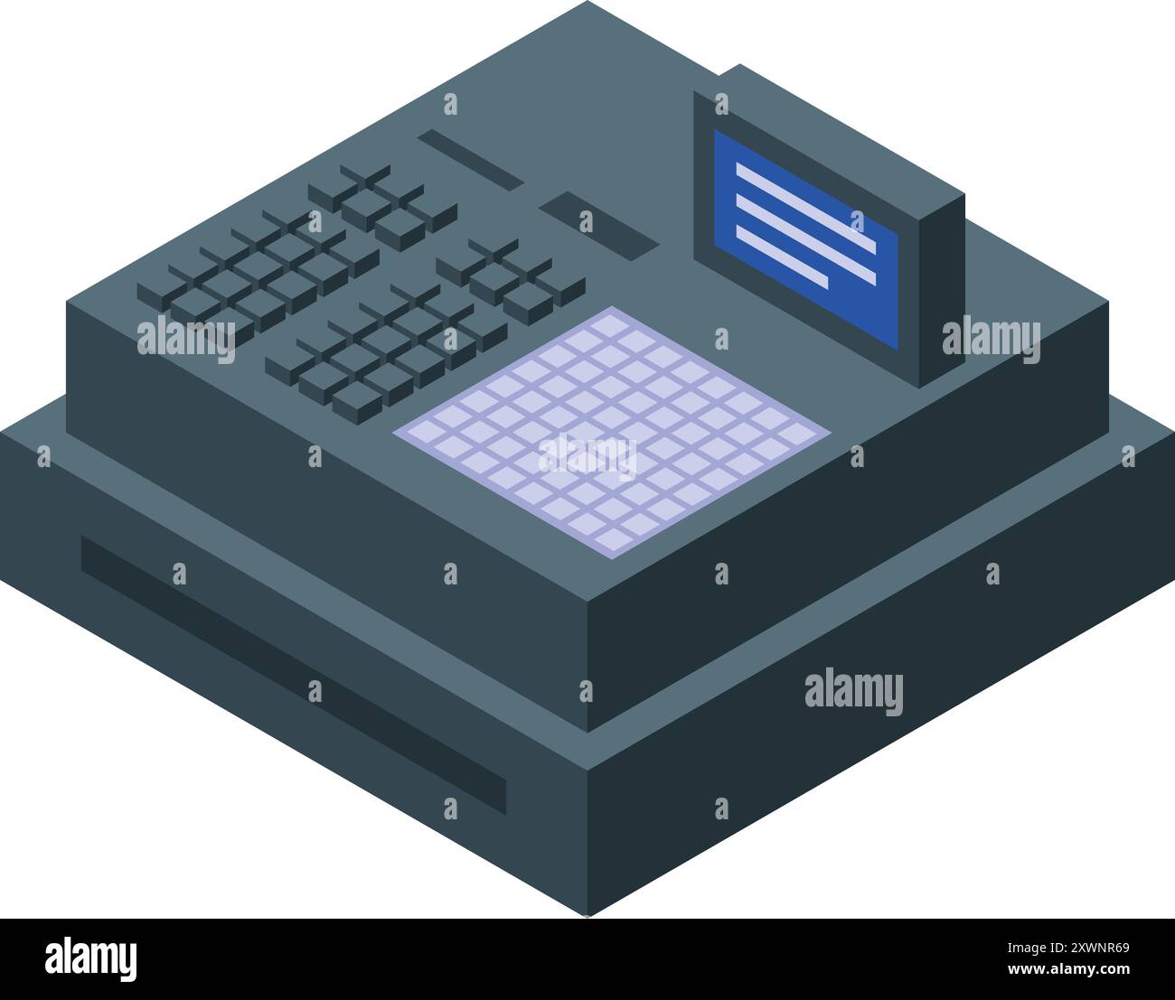 Electronic cash register with buttons and display showing total amount ...