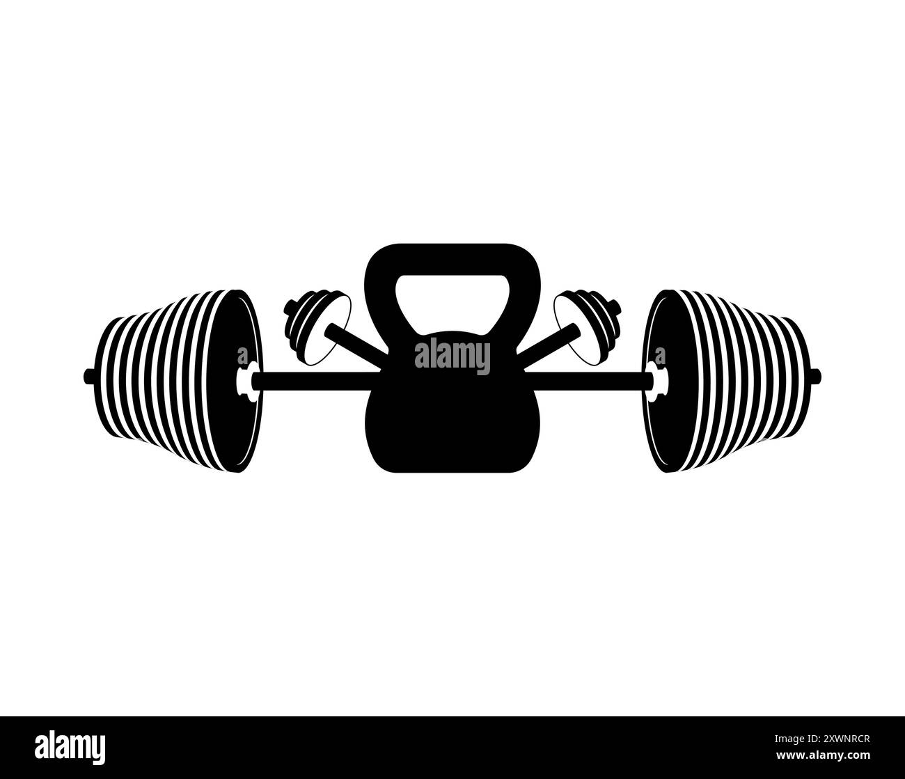 Kettlebell and barbell fitness symbol. Sport logo for crossfit Stock ...