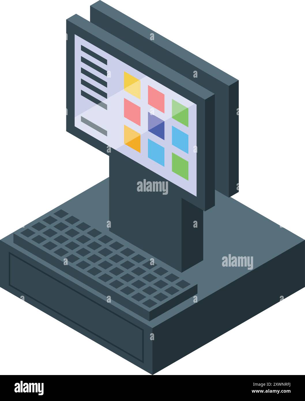 Modern pos terminal showing a point of sale system with a colorful and ...