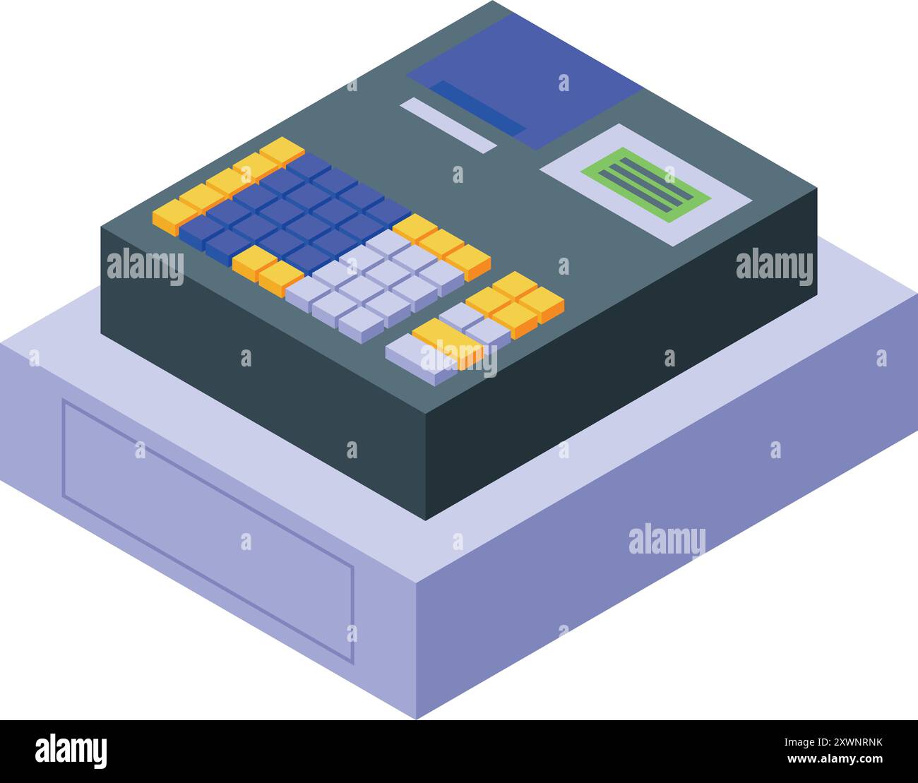 Modern electronic cash register standing on a counter hi-res stock ...