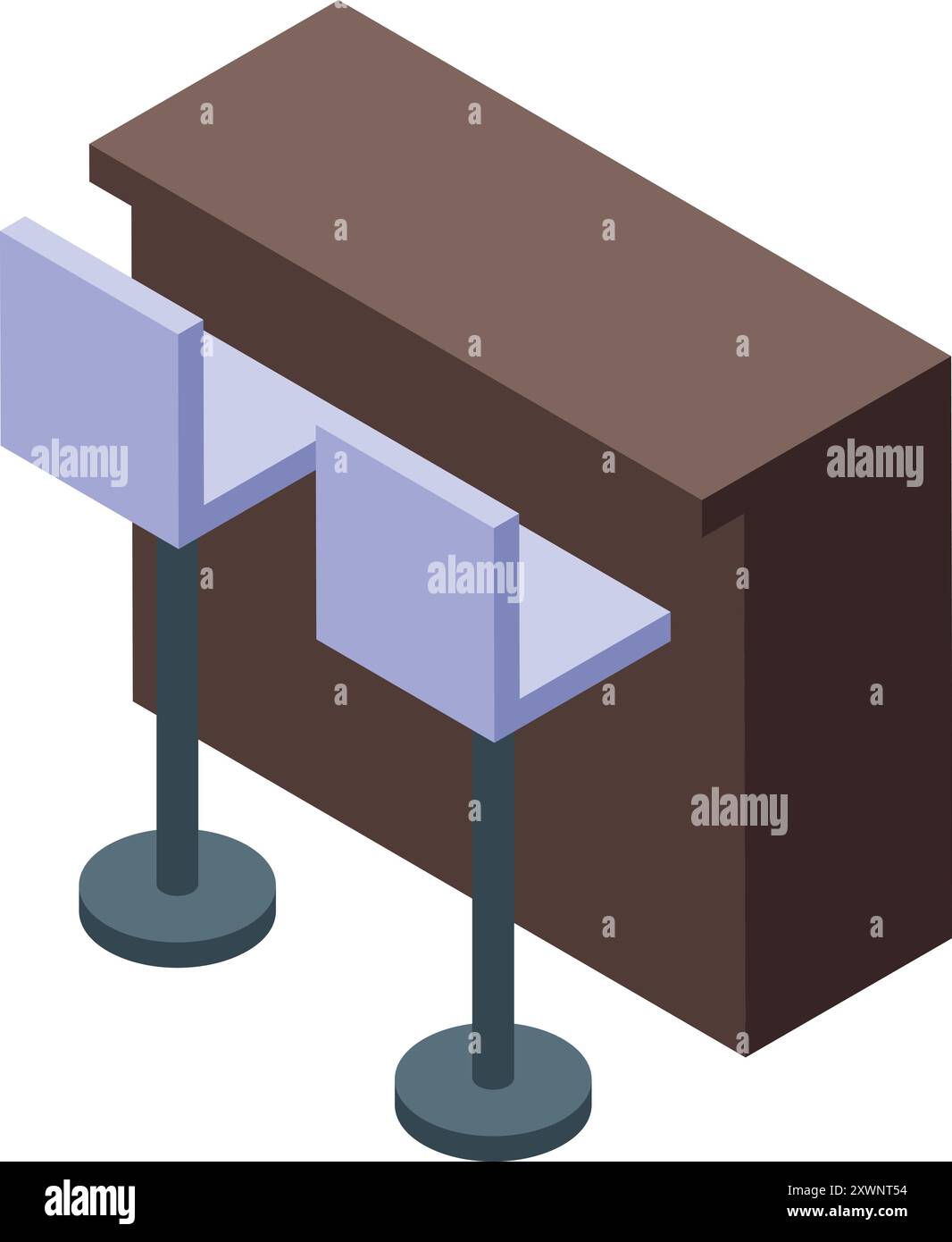Isometric illustration of a modern bar counter with two stools, ideal ...