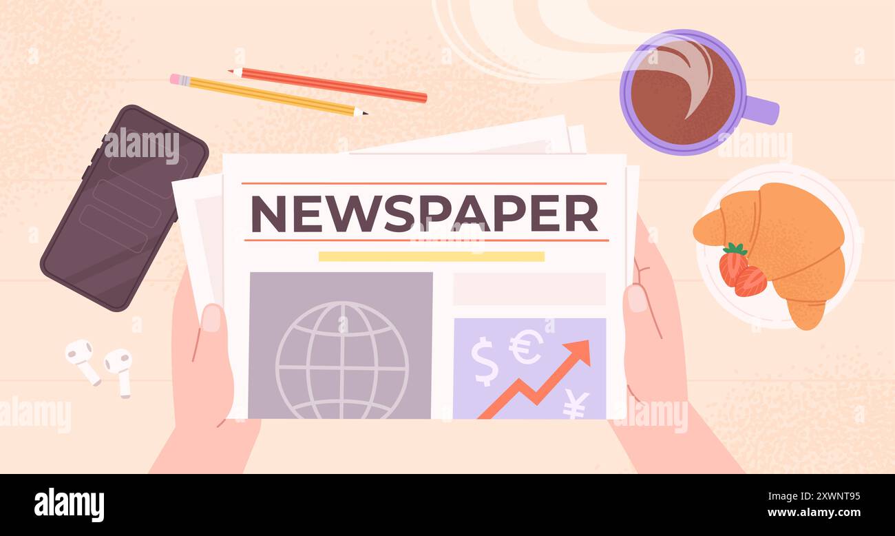 Newspaper read. Reading publications in press at breakfast. Daily or ...