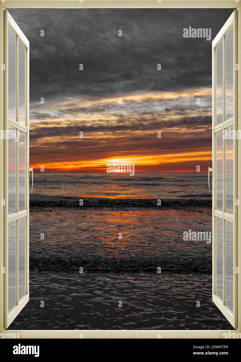 Open window | Window view | Sunset at the sea | Beach sunrise ...